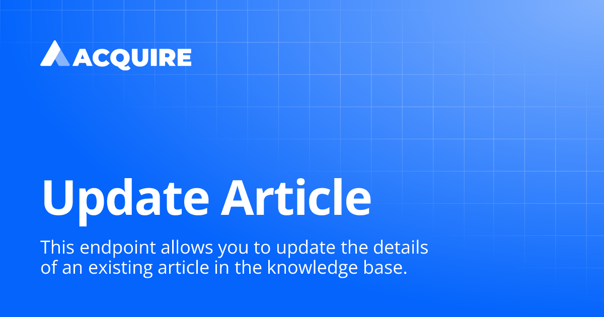 Update Article | ACQUIRE